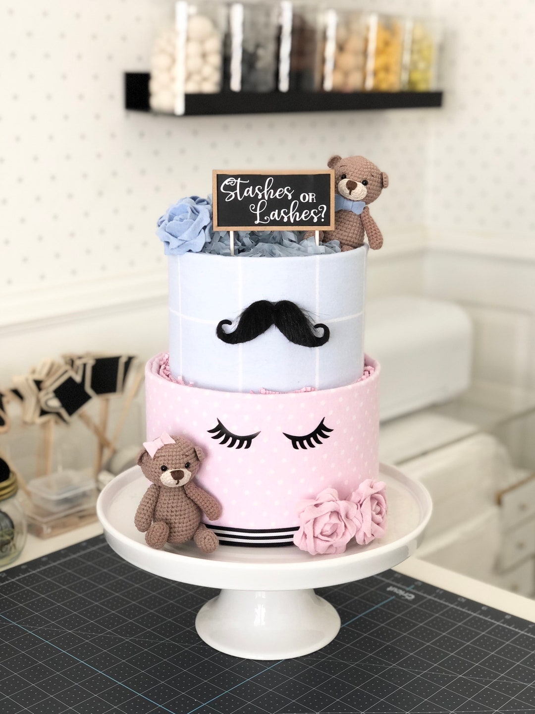 Twin Gender Reveal "stashes or Lashes" Diaper Cake Baby Shower Gift ...