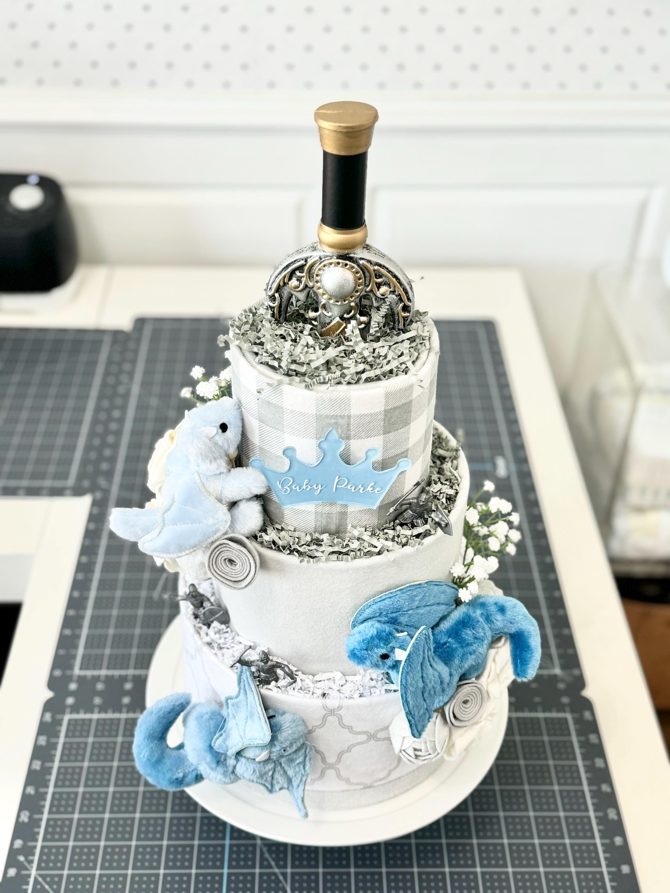 Large Medieval Knights and Dragons Diaper Cake - Baby Shower Birthday ...