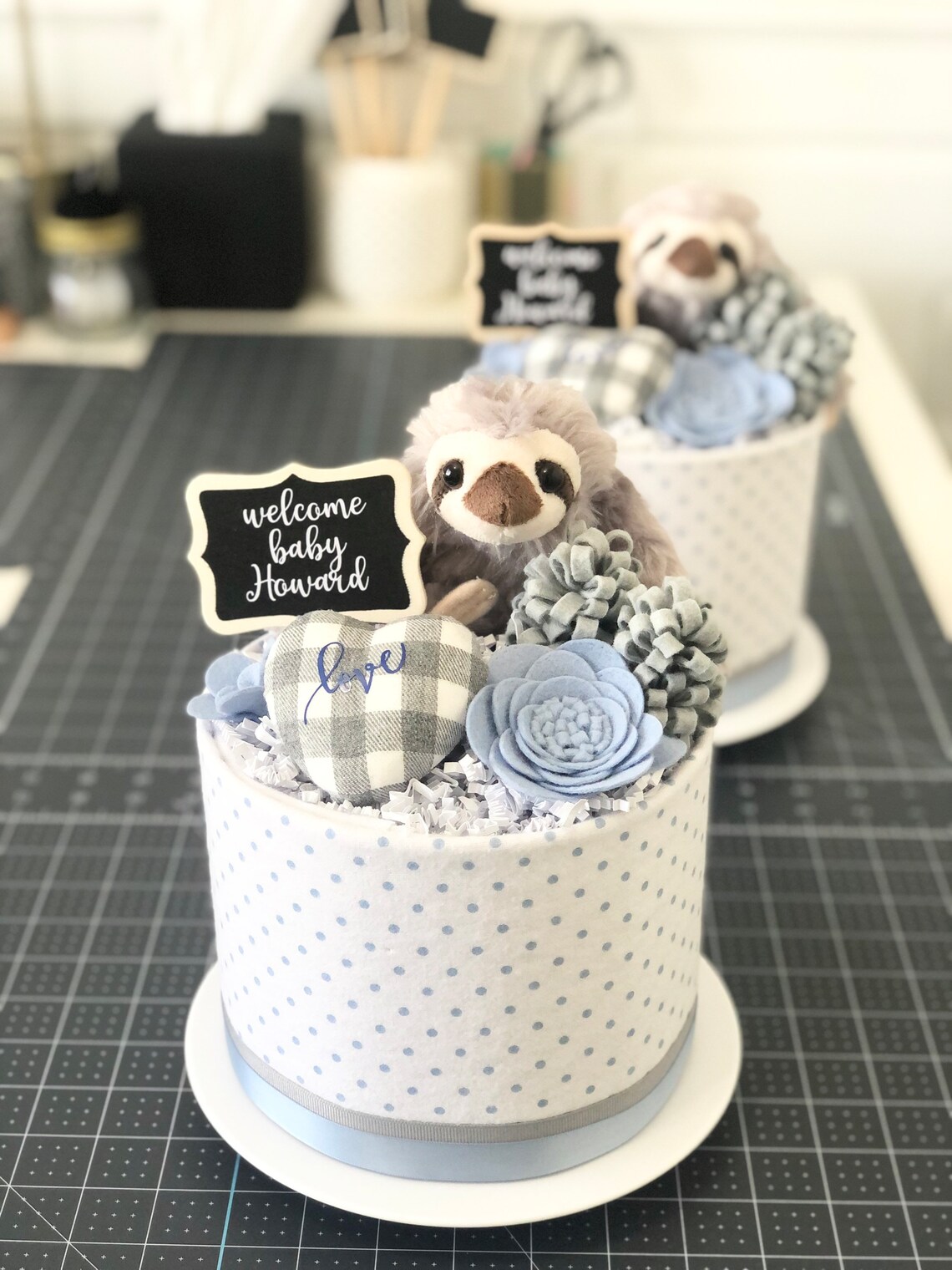 Sloth Twin Boys Blue Mini Diaper Cakes Baby Shower Birthday - Etsy