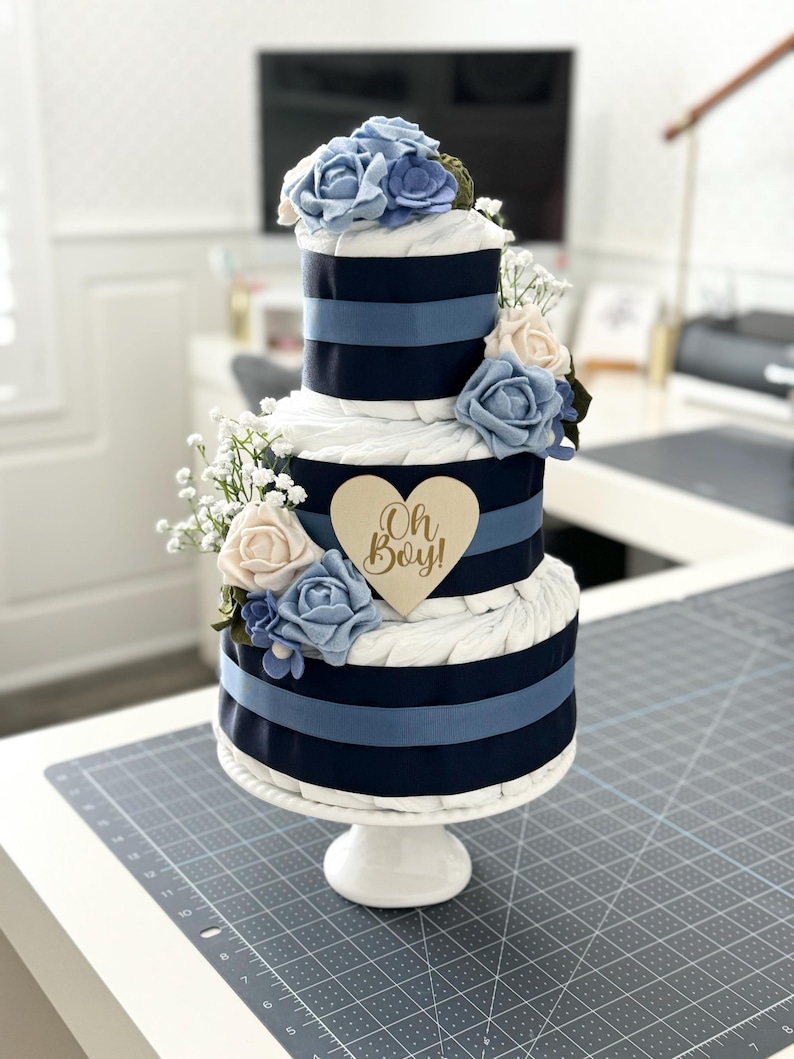 Blue Baby Boy Diaper Cake, Baby Shower Gift, Centerpiece - Etsy