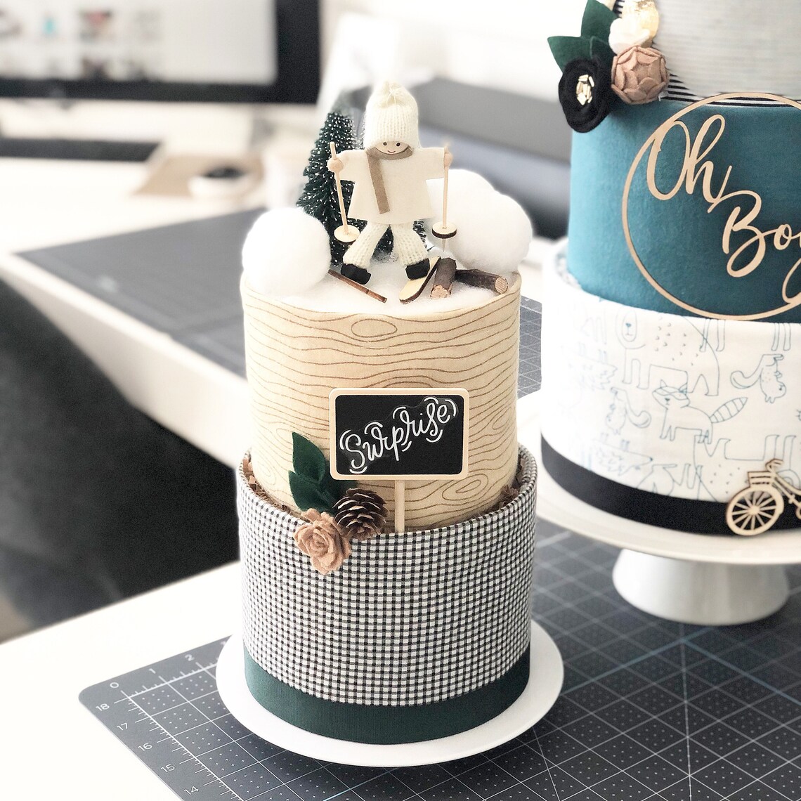 Small Ski Lovers Nature Woods and Snow Diaper Cake Baby Shower | Etsy