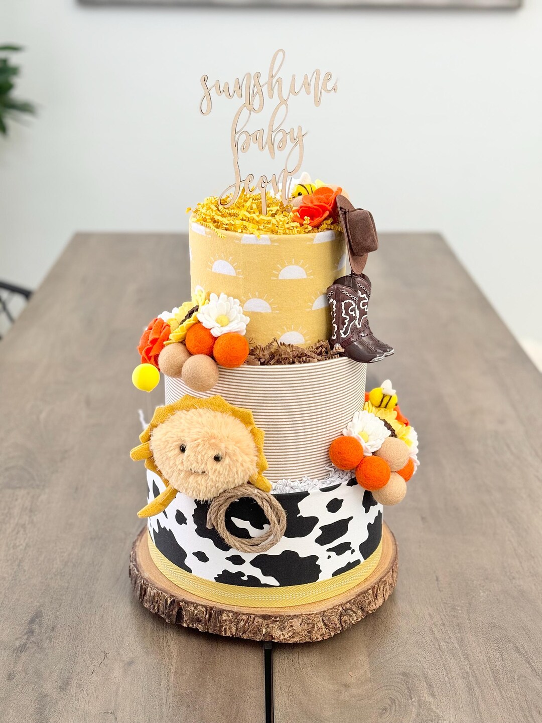 XL "here Comes to Son" and "little Cowboy" Sunshine Western Diaper Cake ...