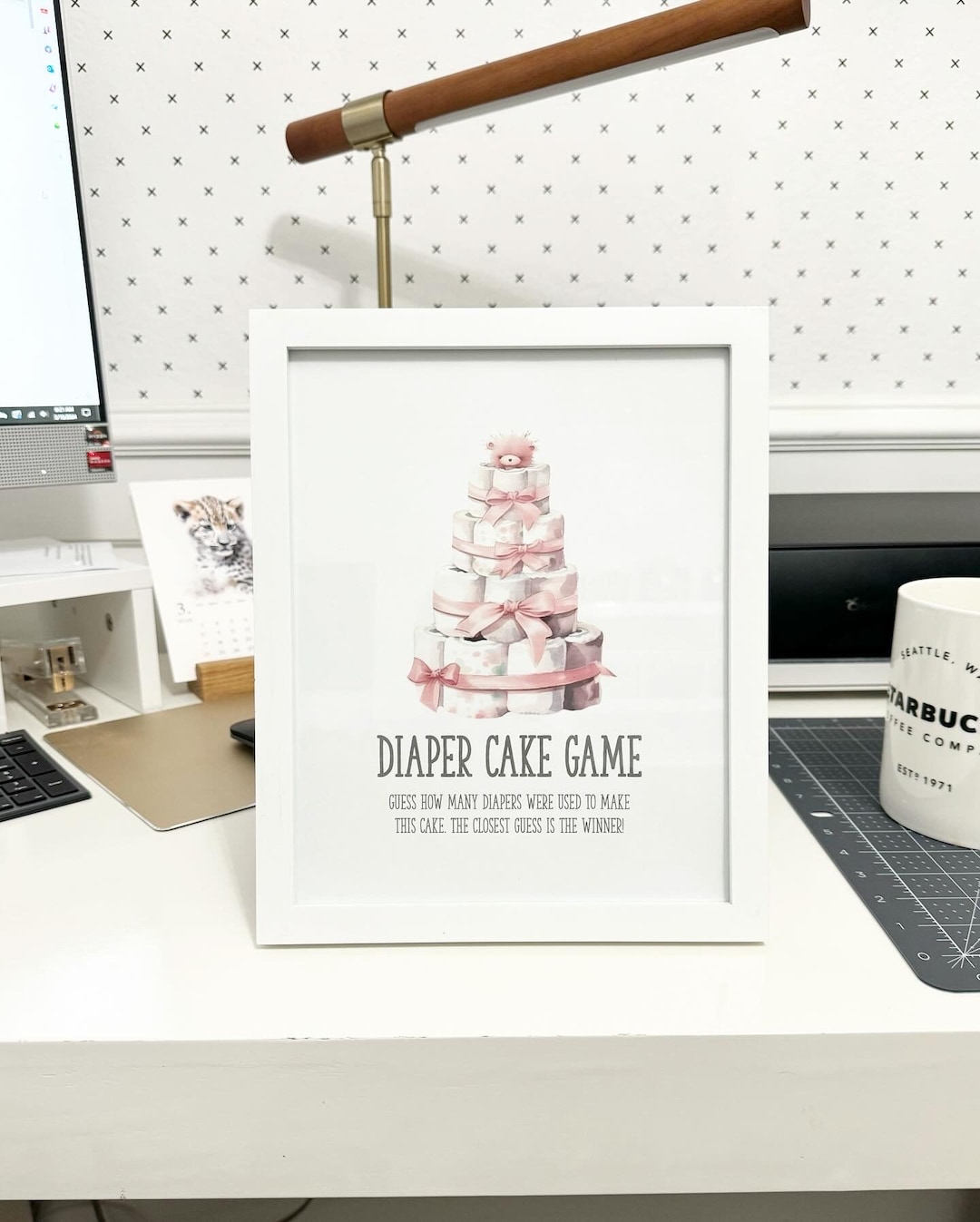 Diaper Cake Game: Pink Baby Girl "guess How Many Diapers" Sign and ...