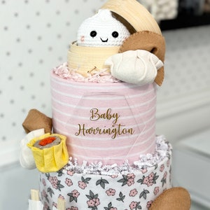 Large "little Dumpling on the Way" Dim Sum Diaper Cake Baby Shower ...