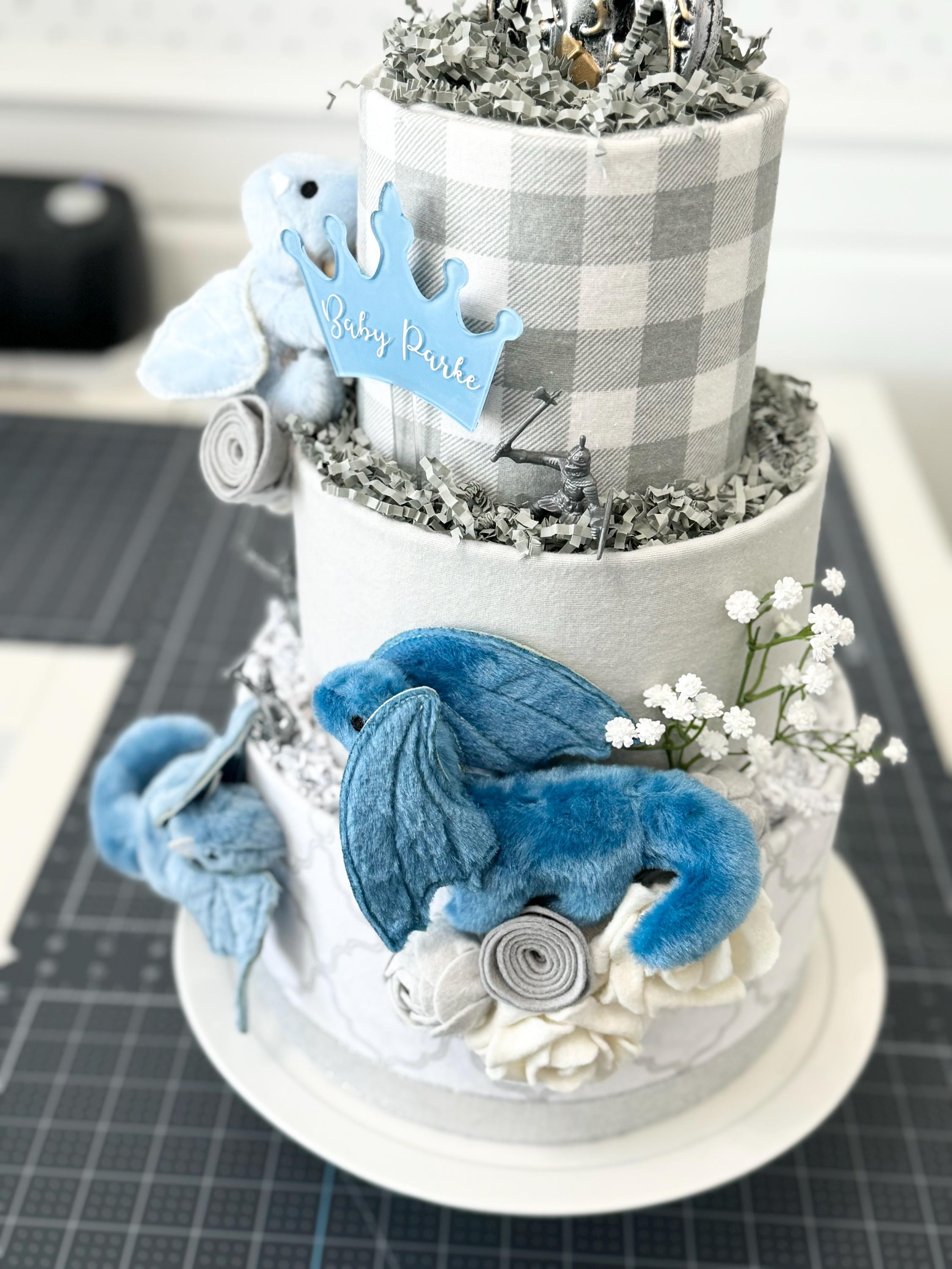 Large Medieval Knights and Dragons Diaper Cake - Baby Shower Birthday ...