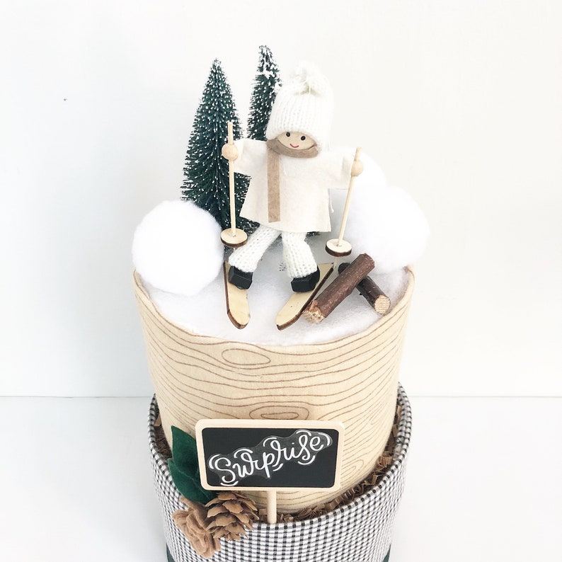Small Ski Lovers Nature Woods and Snow Diaper Cake Baby Shower | Etsy