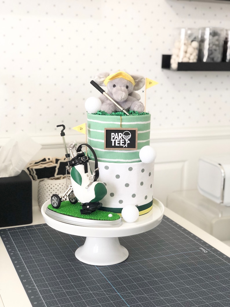 Small Gender-neutral Elephant Golf Diaper Cake - Baby Shower Gift ...