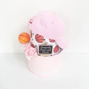 Pink Orange Basketball Girl Sports Themed Small Diaper Cake Birthday ...