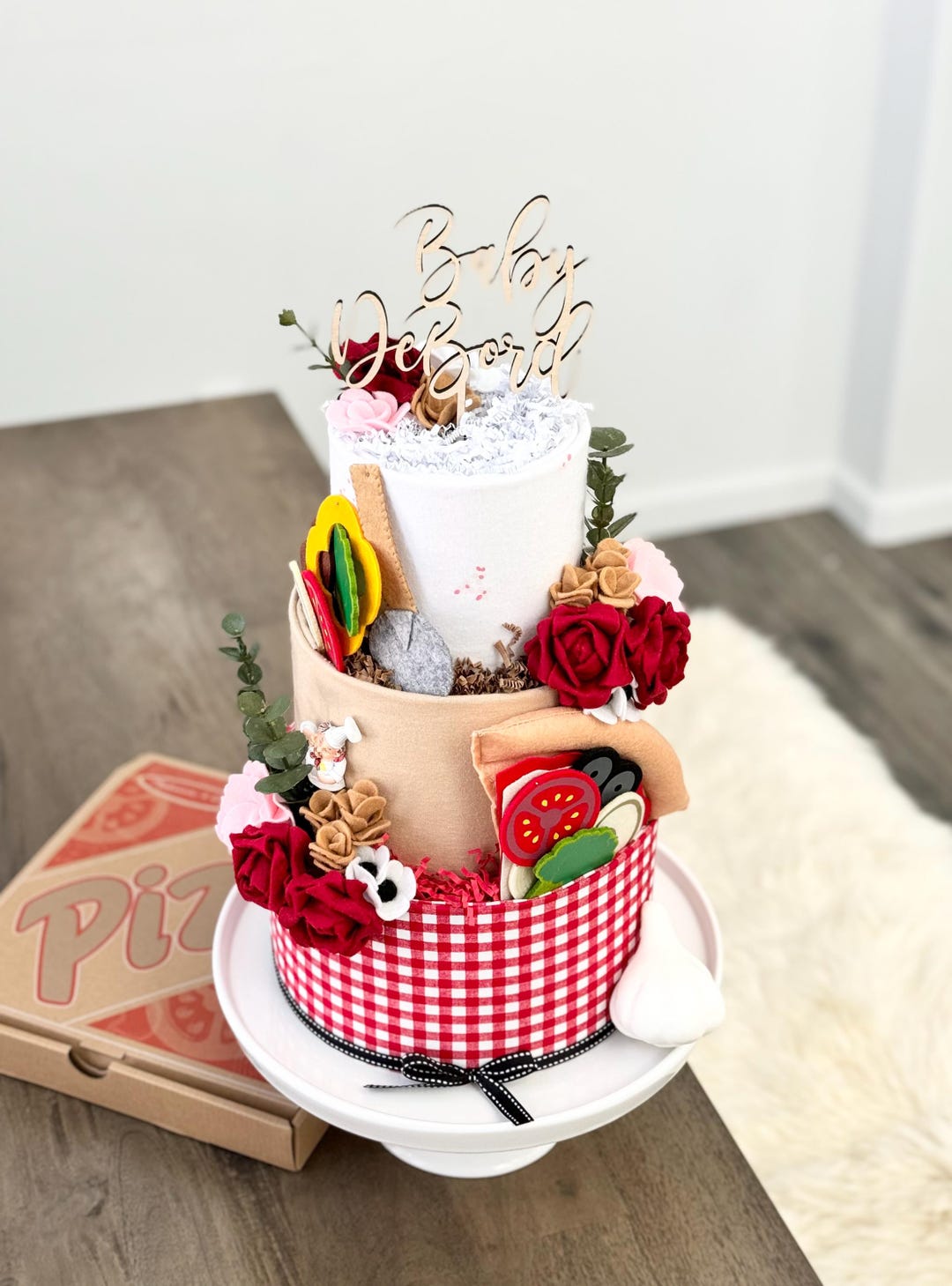 Large "slice Slice Baby" Pizza Pizzeria Diaper Cake - Baby Shower ...
