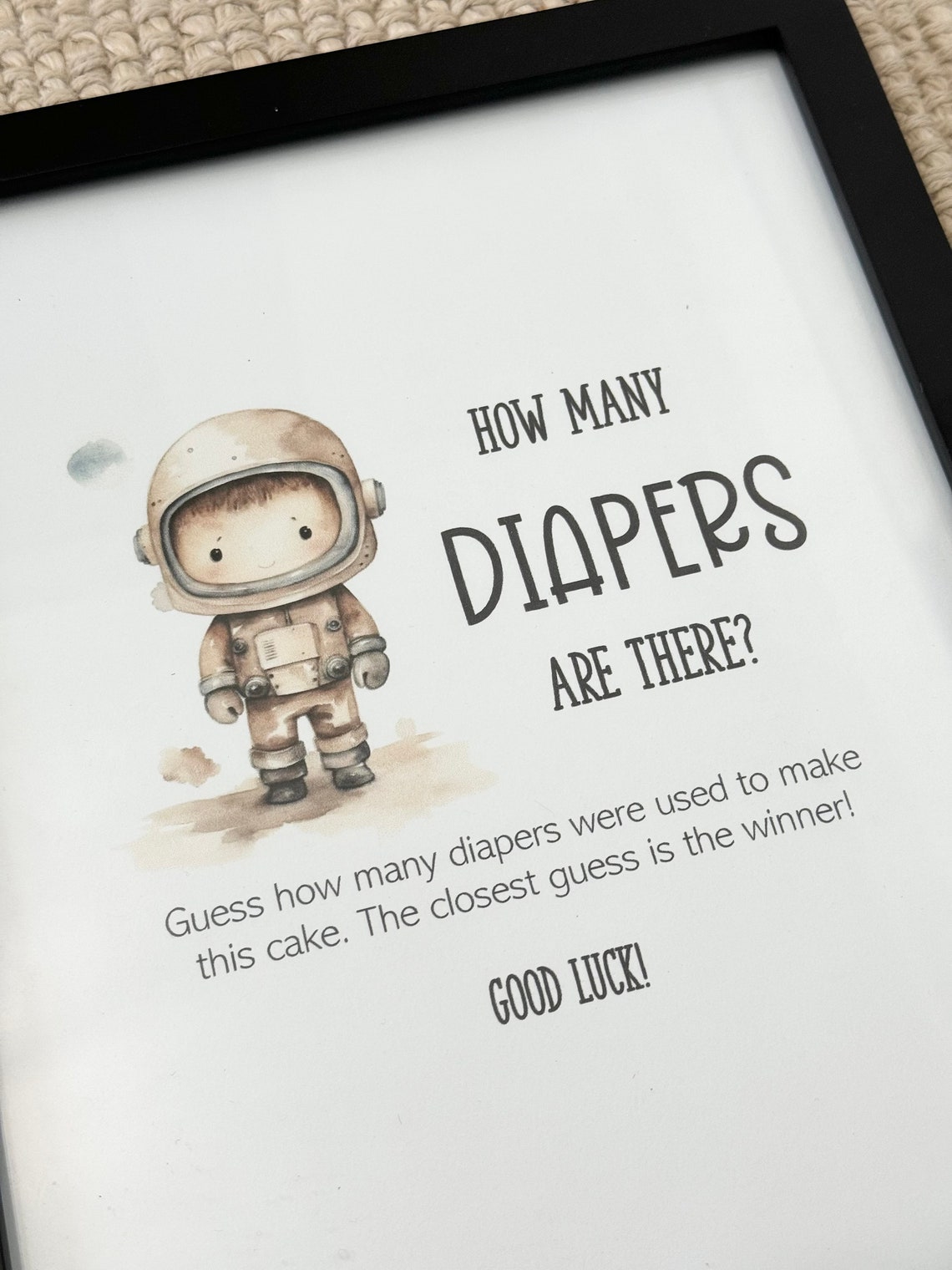 Diaper Cake Game: Astronaut Outer Space "guess How Many Diapers" Sign ...