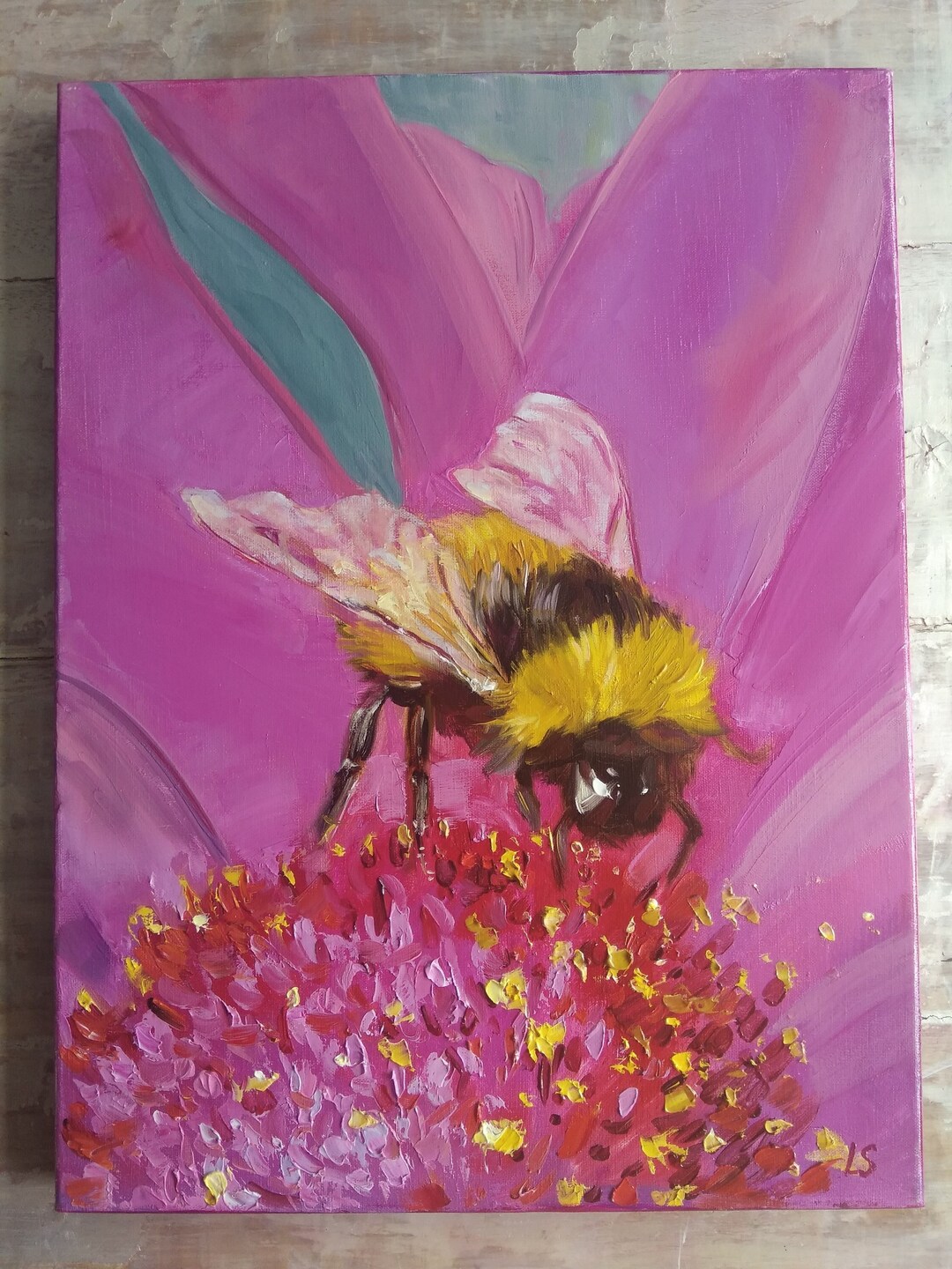 Bumblebee Oil Painting Original Art Original Wall Art Macro Painting ...