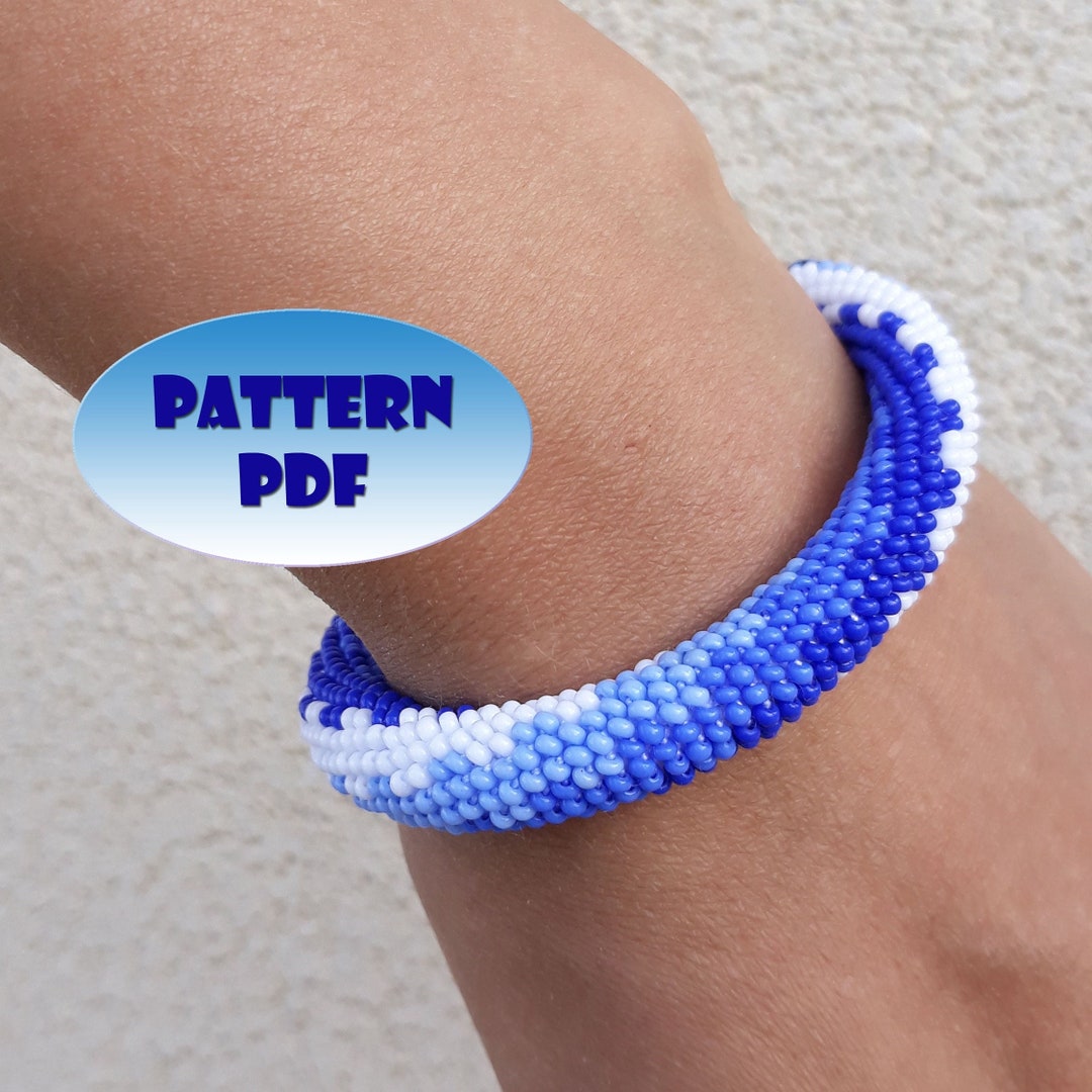 Bead Crochet Pattern "waves", PDF Tutorial Pattern, Blue Crochet Rope ...