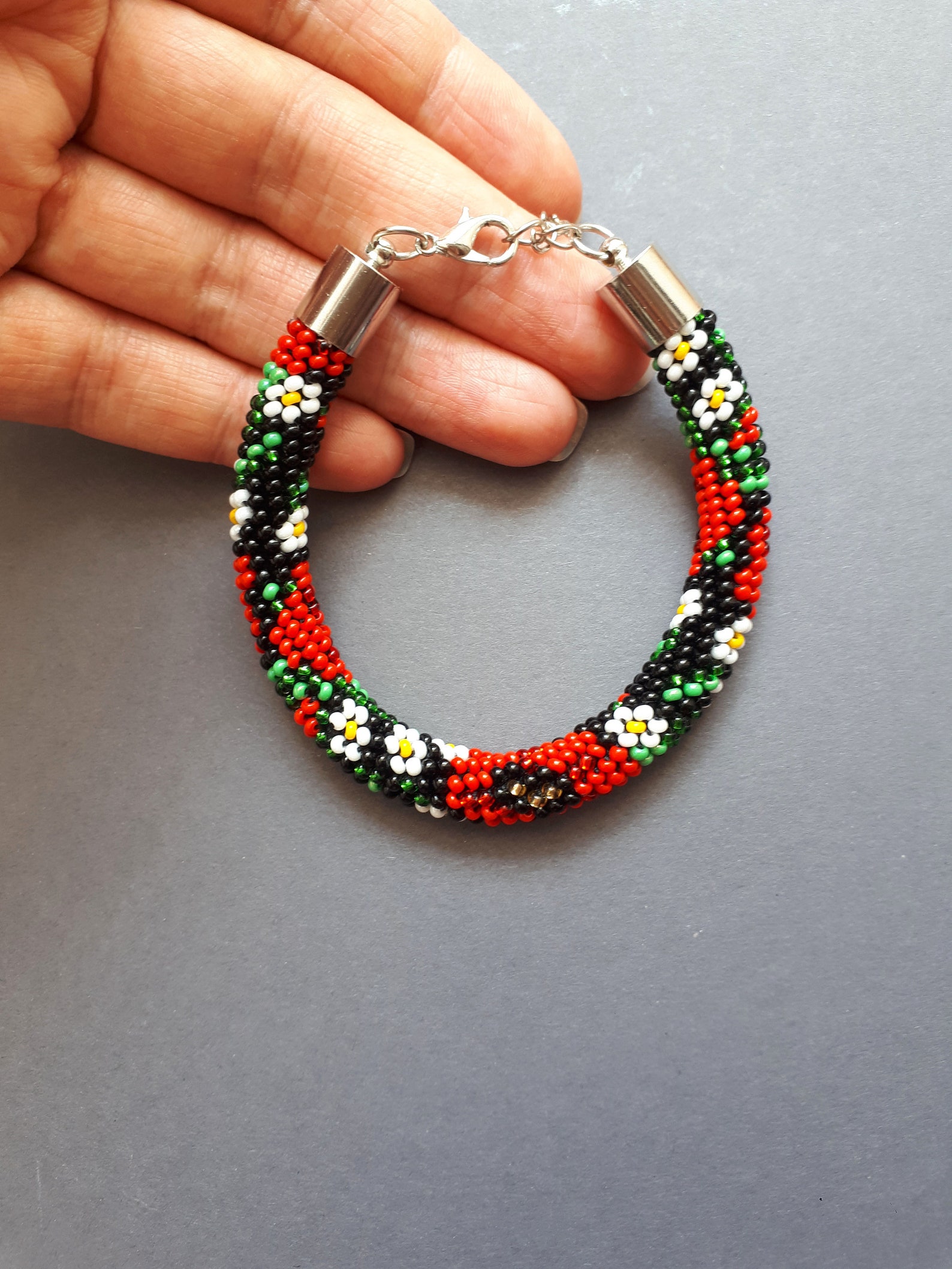 Bead Crochet Pattern "flower Poppies and Daisies", Floral Bead Crochet ...