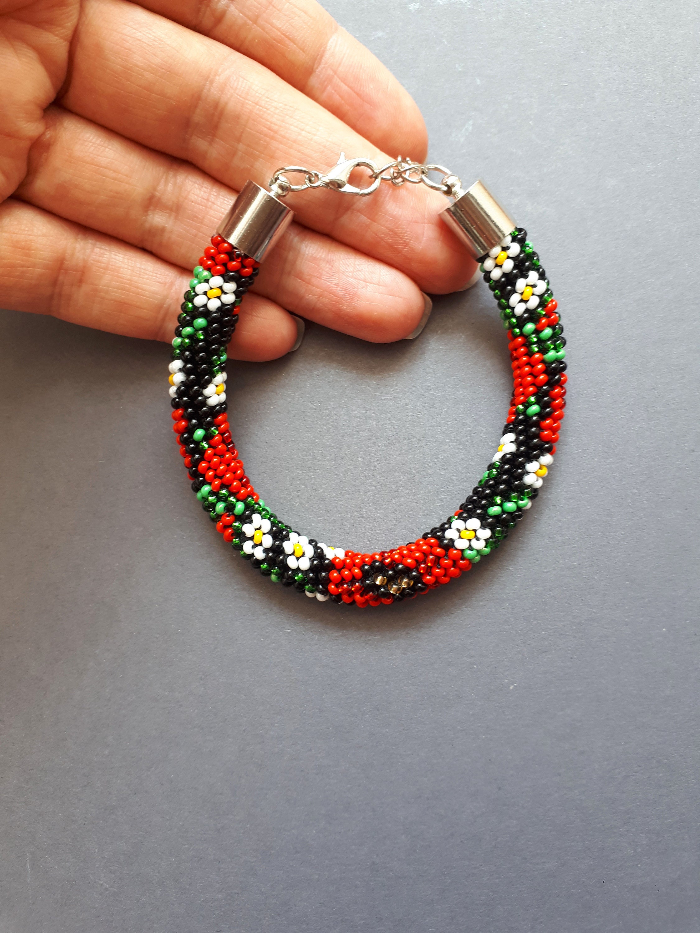 Bead Crochet Pattern "flower Poppies and Daisies", Floral Bead Crochet ...