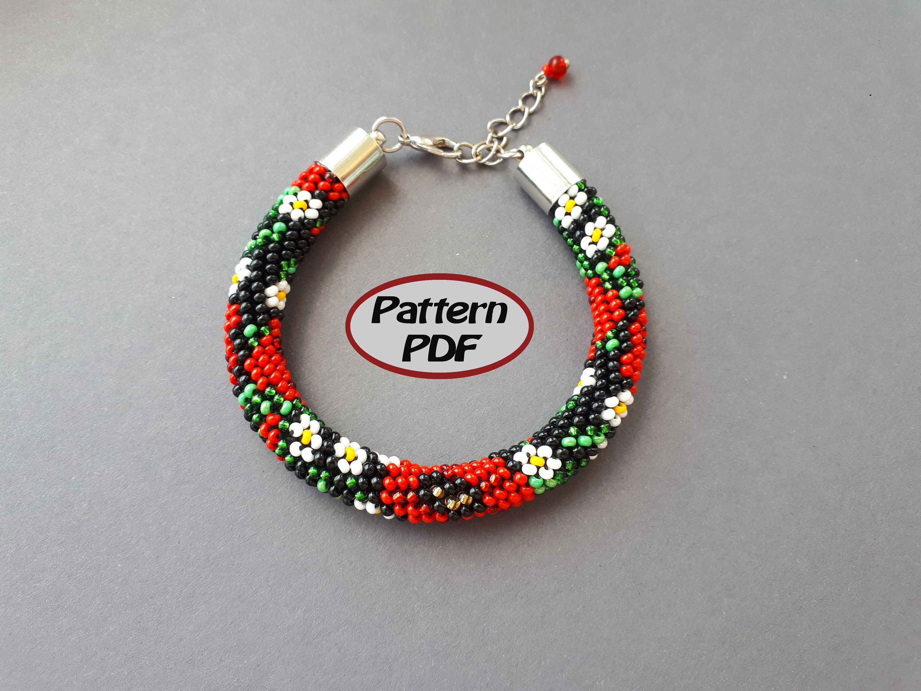 Bead Crochet Pattern "flower Poppies and Daisies", Floral Bead Crochet ...