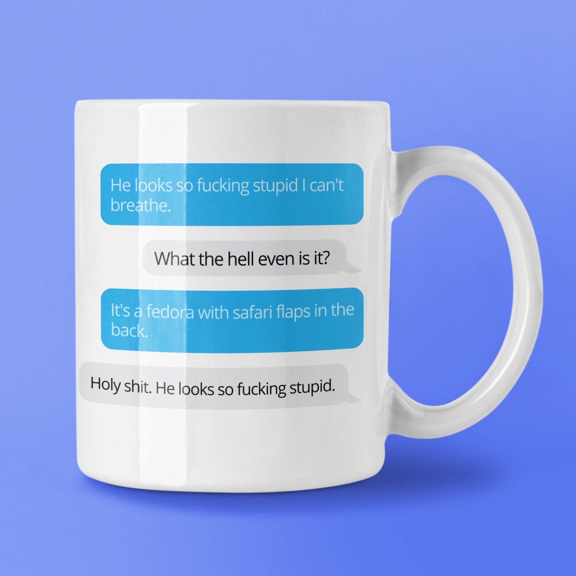 I Think You Should Leave Fedora With Safari Flaps Mug, Text Convo About ...