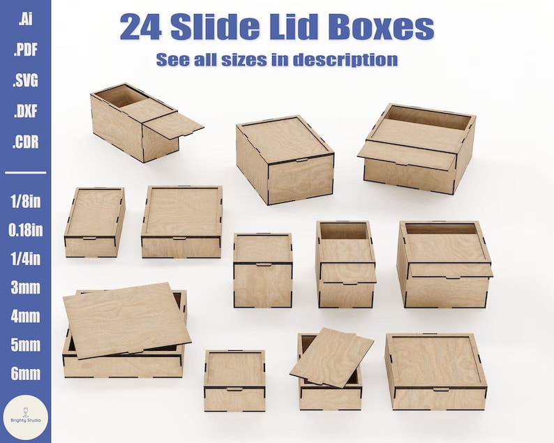 Laser Cut Sliding Lid Box Bundle - Etsy