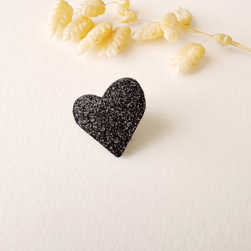 Black Heart Sequin Brooch - Etsy UK