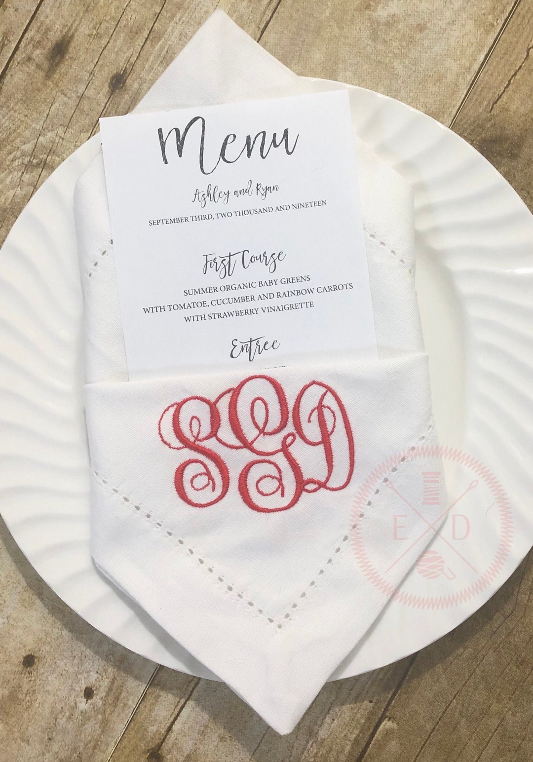 4 Custom Embroidered Napkins Personalized Christmas Napkins Wedding ...