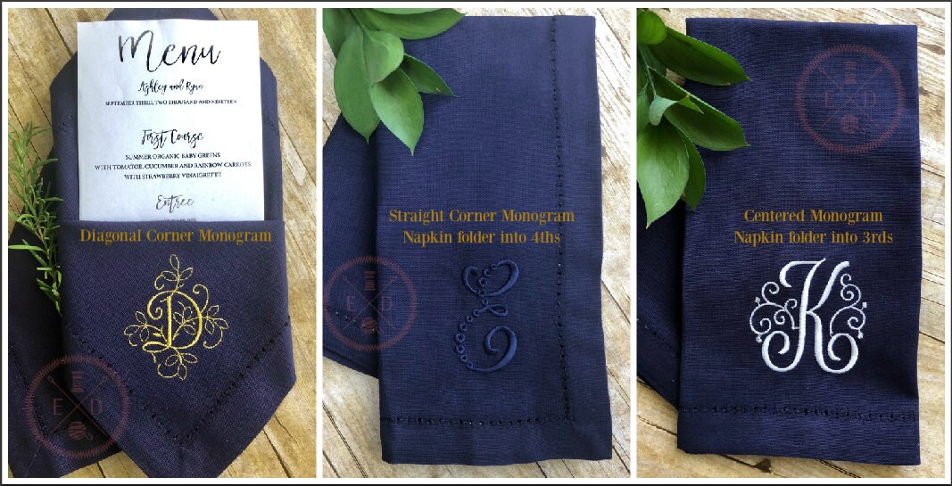 2 Custom Embroidered Bride and Groom Napkins Personalized Christmas ...