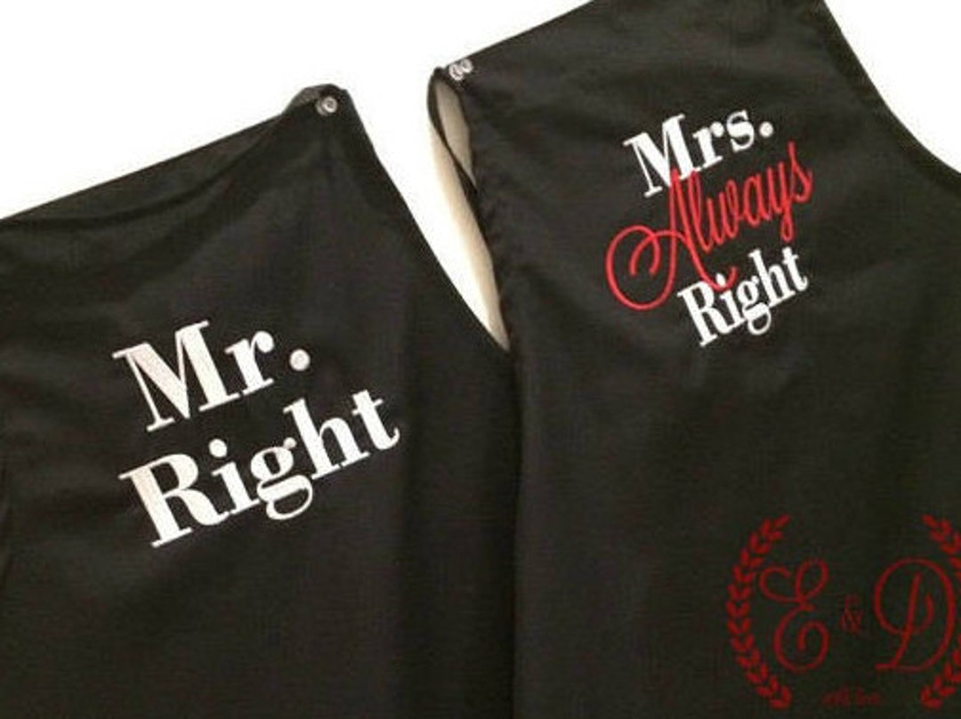 Couples Apron, His Hers Aprons, Embroidered Wedding Apron SET of 2 ...