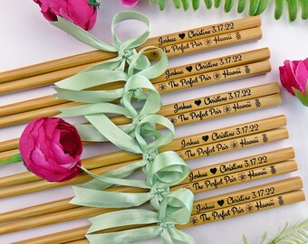 Personalized Bamboo Wedding Favor Chopsticks Engraved - Etsy