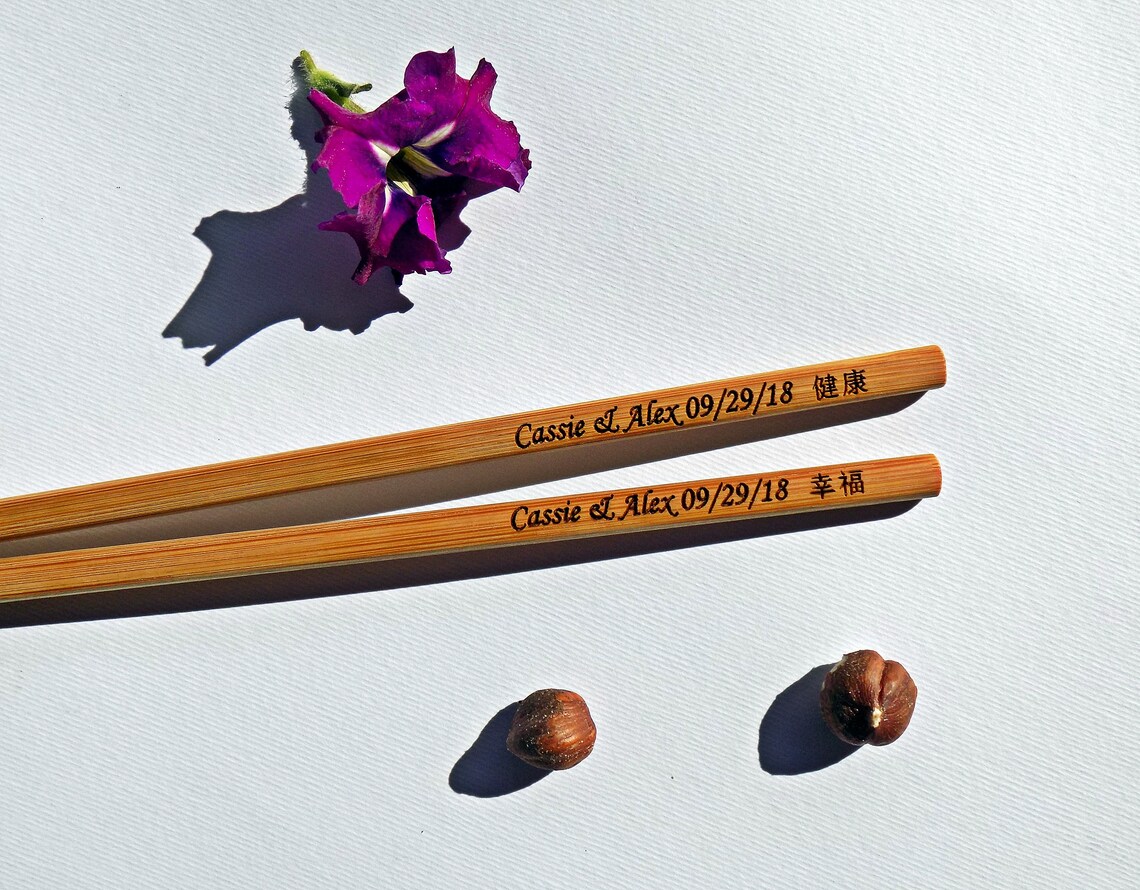 Personalized Bamboo Wedding Favor Chopsticks: Engraved Party Gift - Etsy