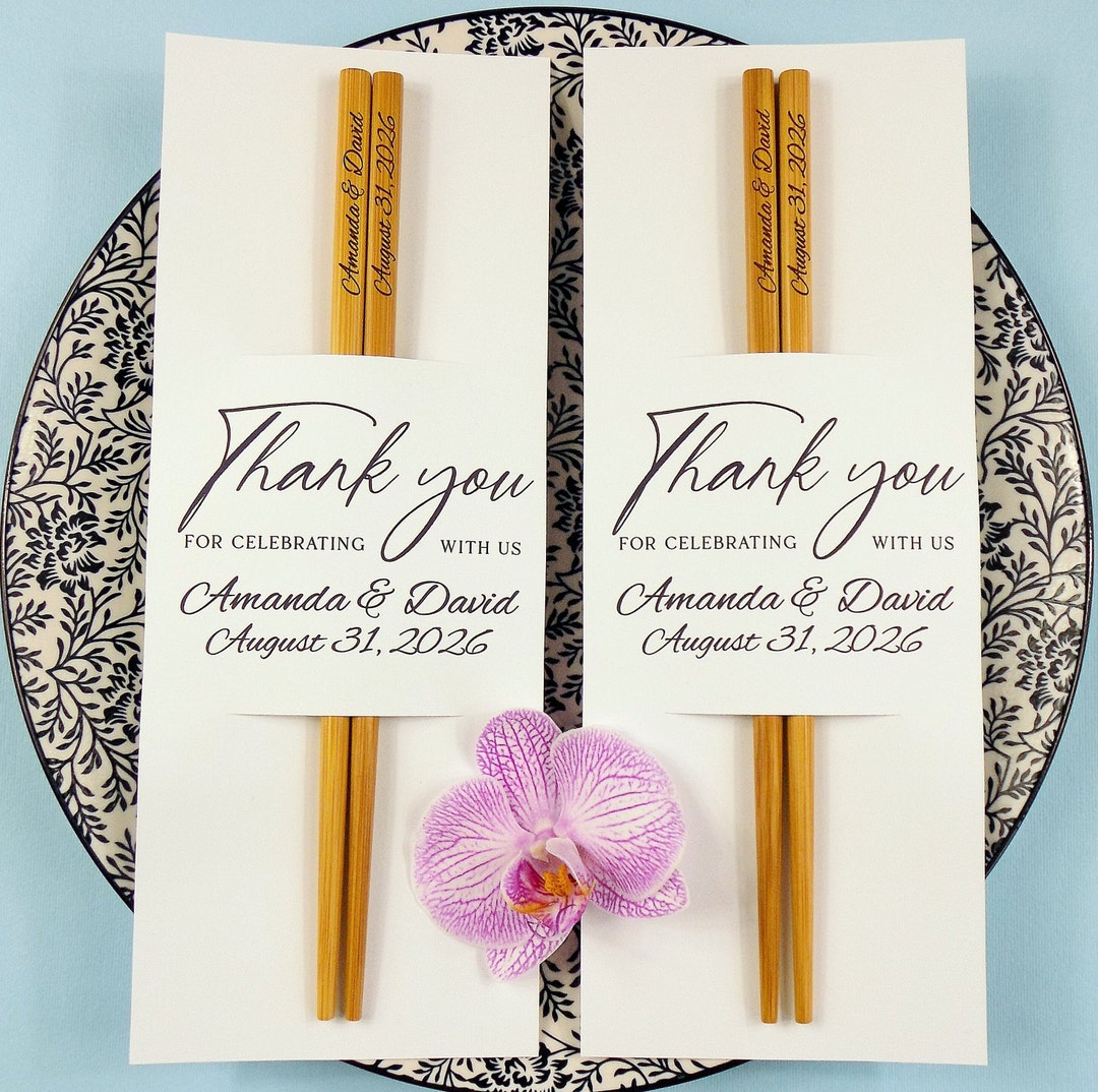 Personalized Chopsticks With Card, Thank You Card, Wedding Favor ...