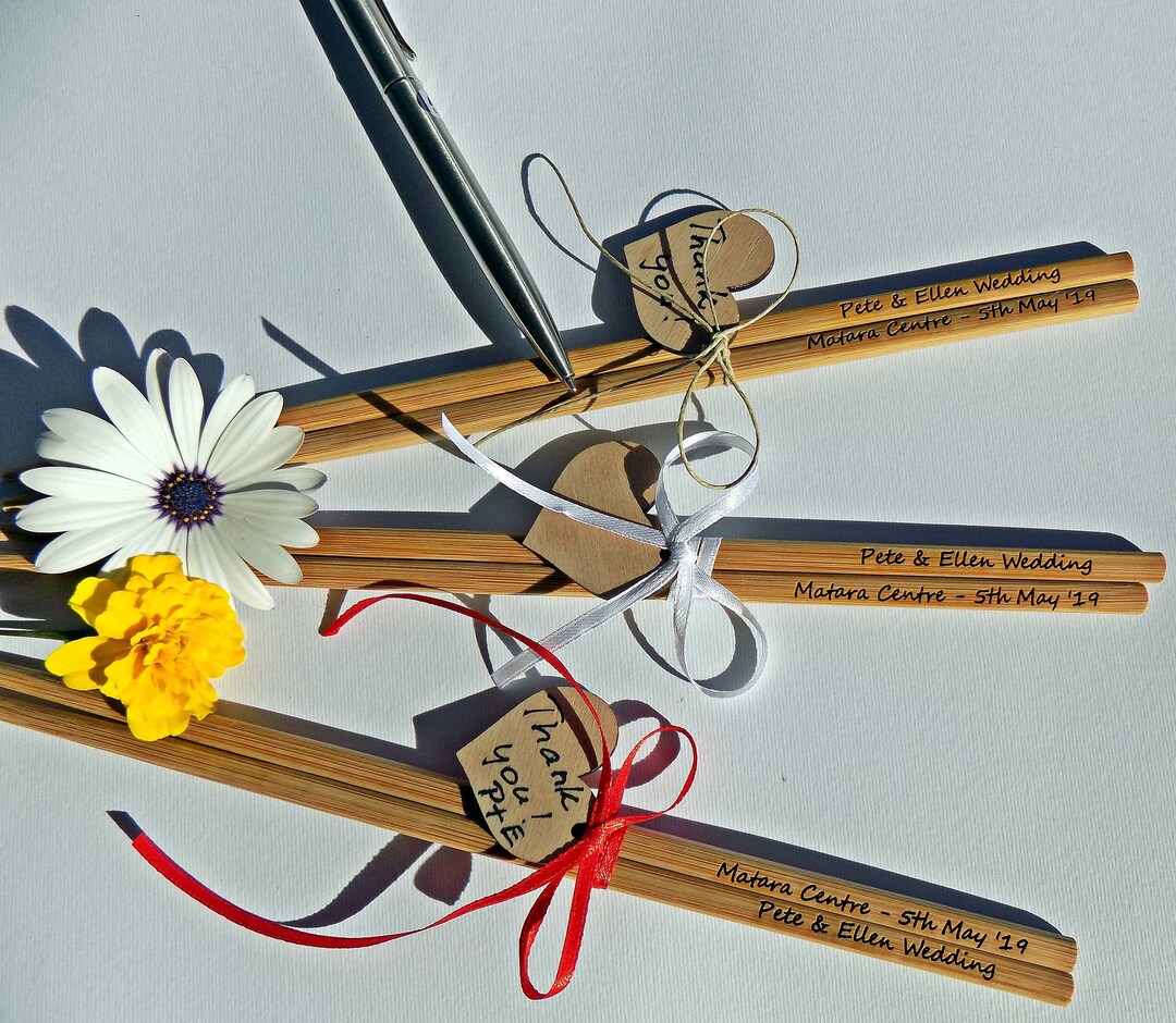 New Engraved Chopsticks With Heart, Personalized Chopsticks, Bamboo ...