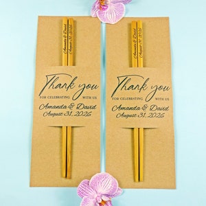 Personalized Bamboo Chopsticks, Wedding Favor With Card - Etsy