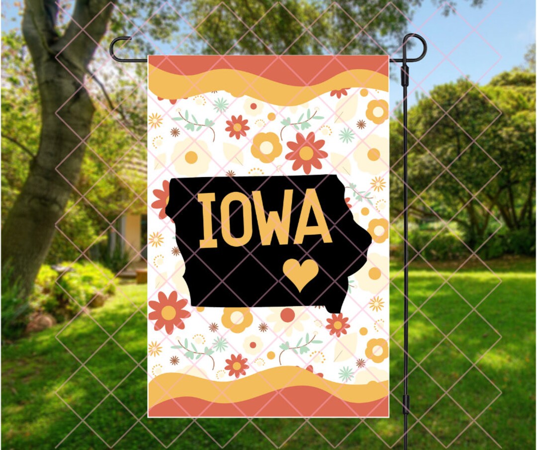 Iowa Heart Hawkeye Floral Welcome Garden Flag DOUBLE SIDED Ready to ...