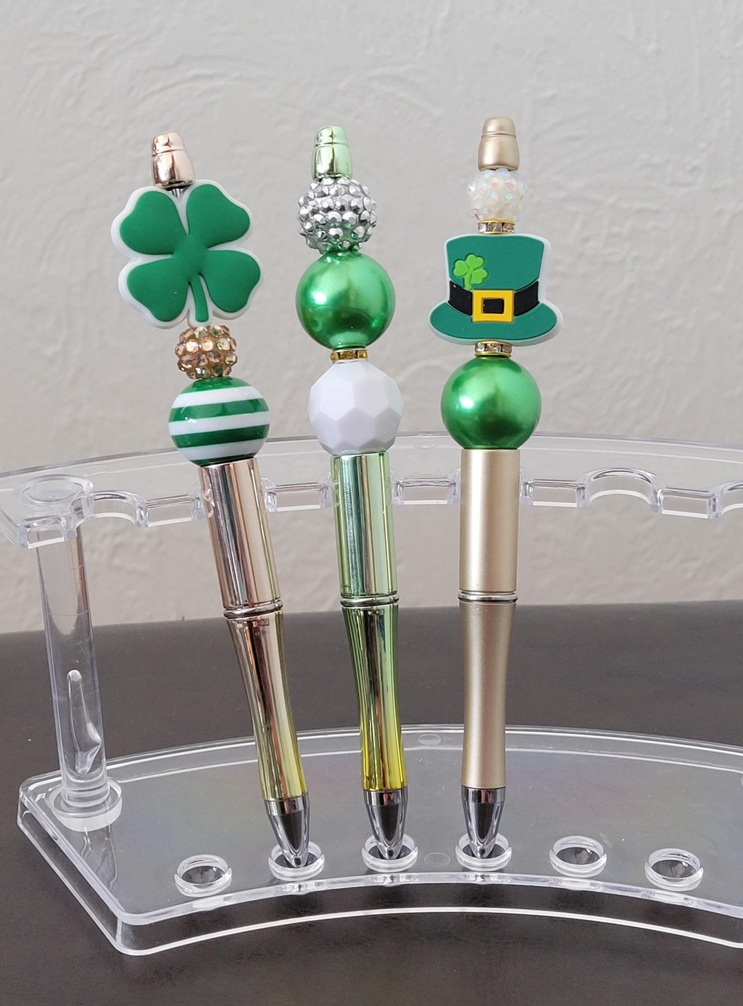 St. Patrick's Day Shamrock Themed Silicone & Acrylic Bead Pens - Etsy