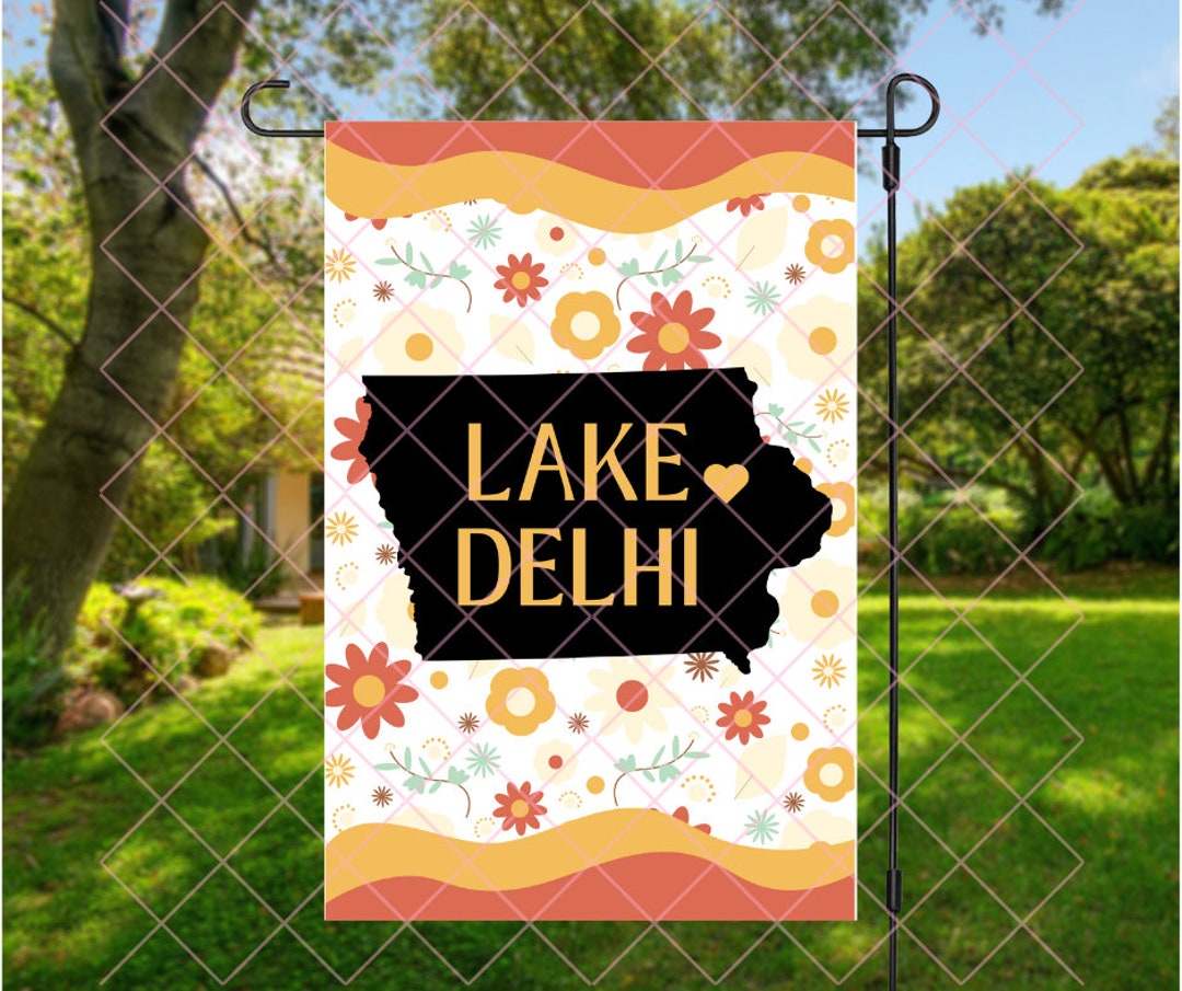 Lake Delhi Iowa Floral Welcome Garden Flag DOUBLE SIDED Ready to Ship ...