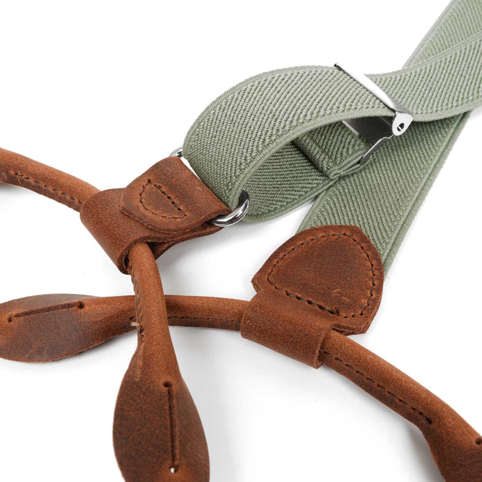Eucalyptus Green Buttons Elastic Suspenders Linen Pretied Bow Tie - Etsy