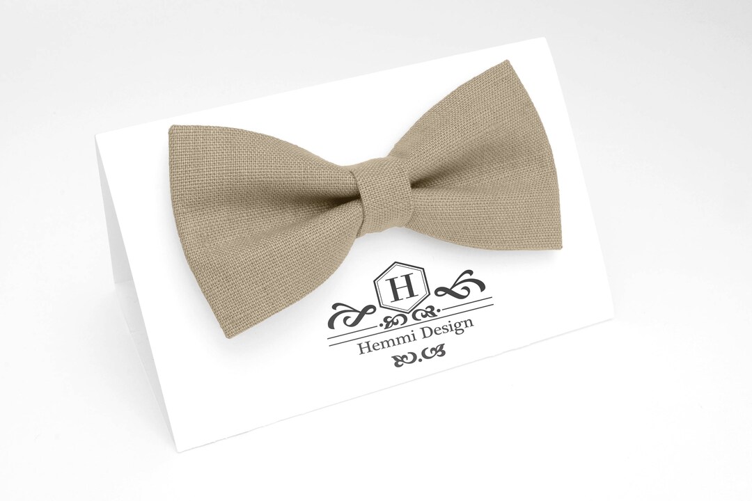 Beige Linen Bow Tie, Tie For Wedding / Groomsmen bow tie / Men's bow ...