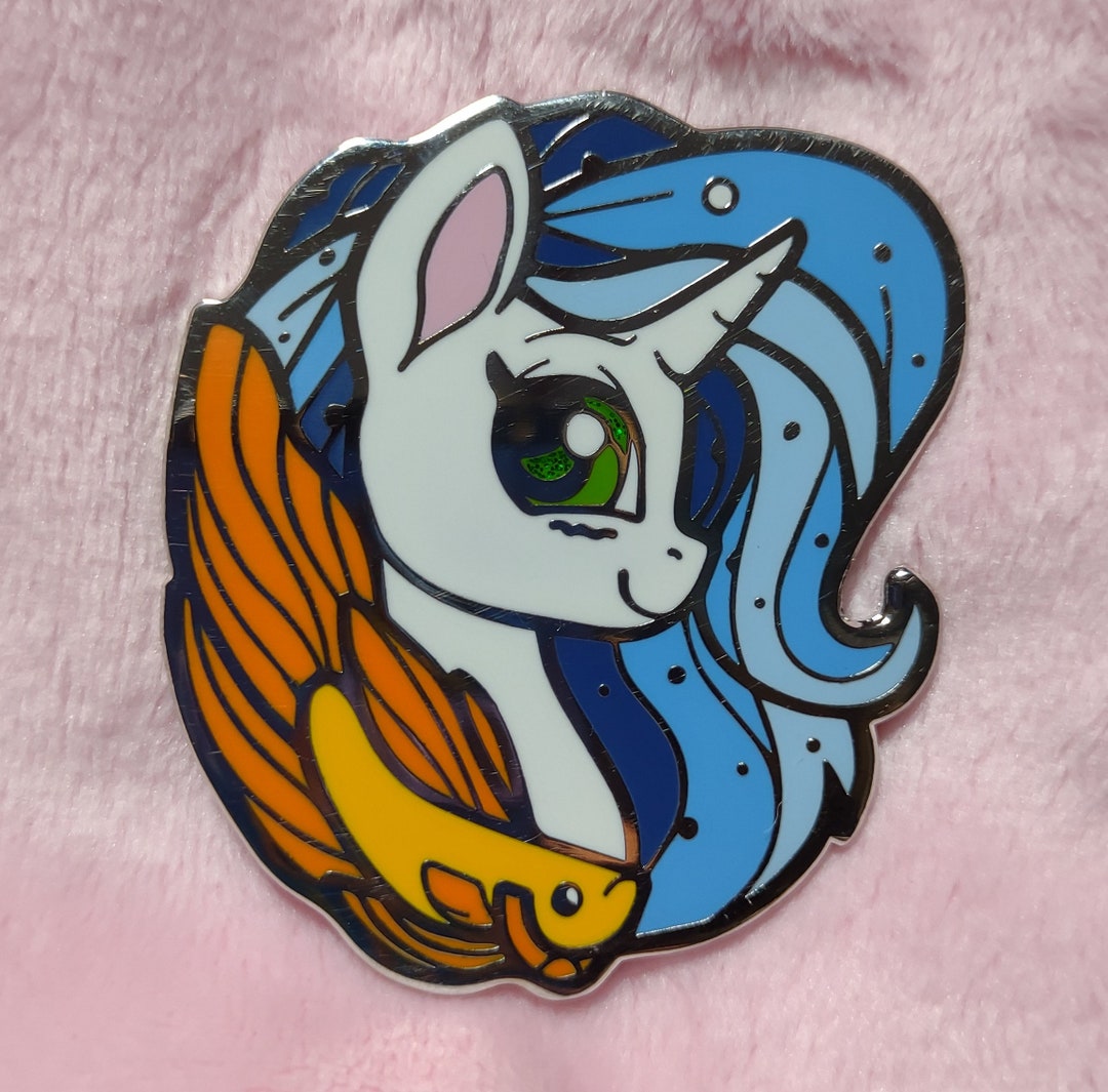 Gleamy Dreams, 2" OC Pin - Water Unicorn With Betta Fish - My Little ...
