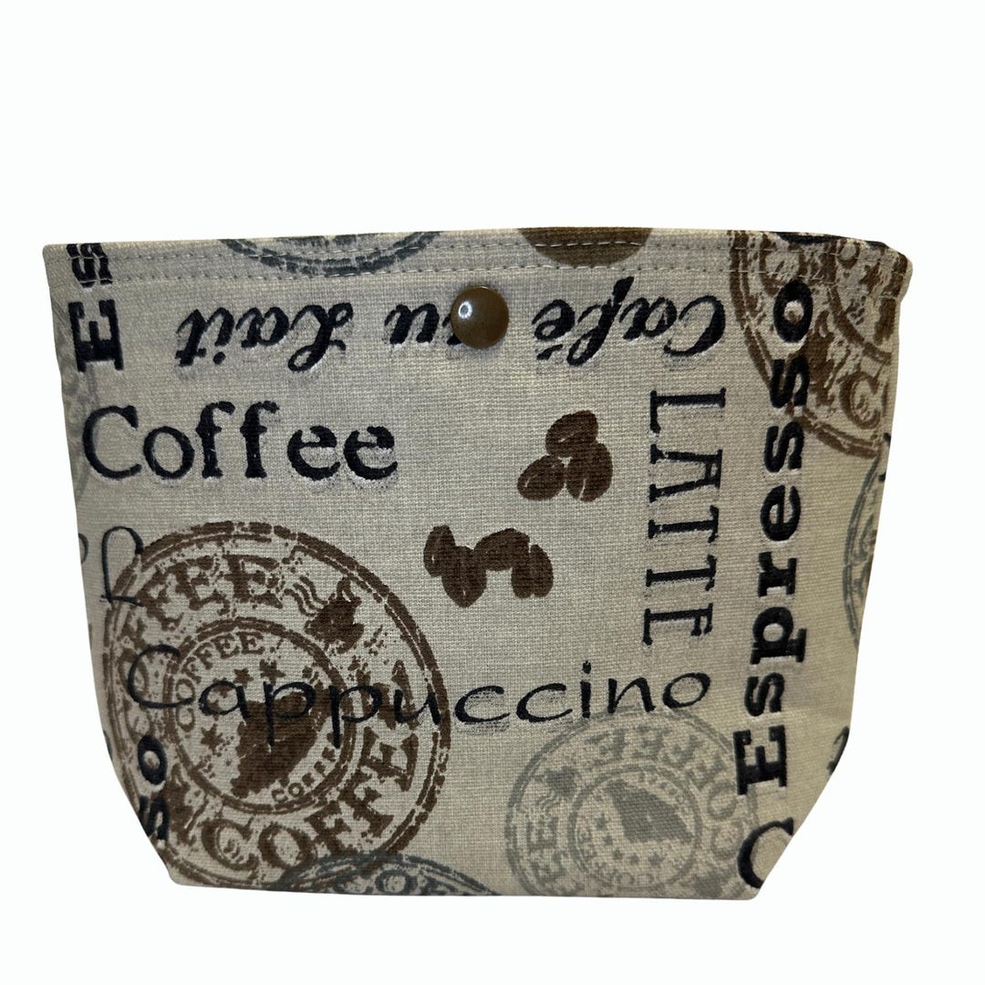 Coffee Print Yarn Cozy / Fully Lined Yarn Holder / Knitting Crochet ...
