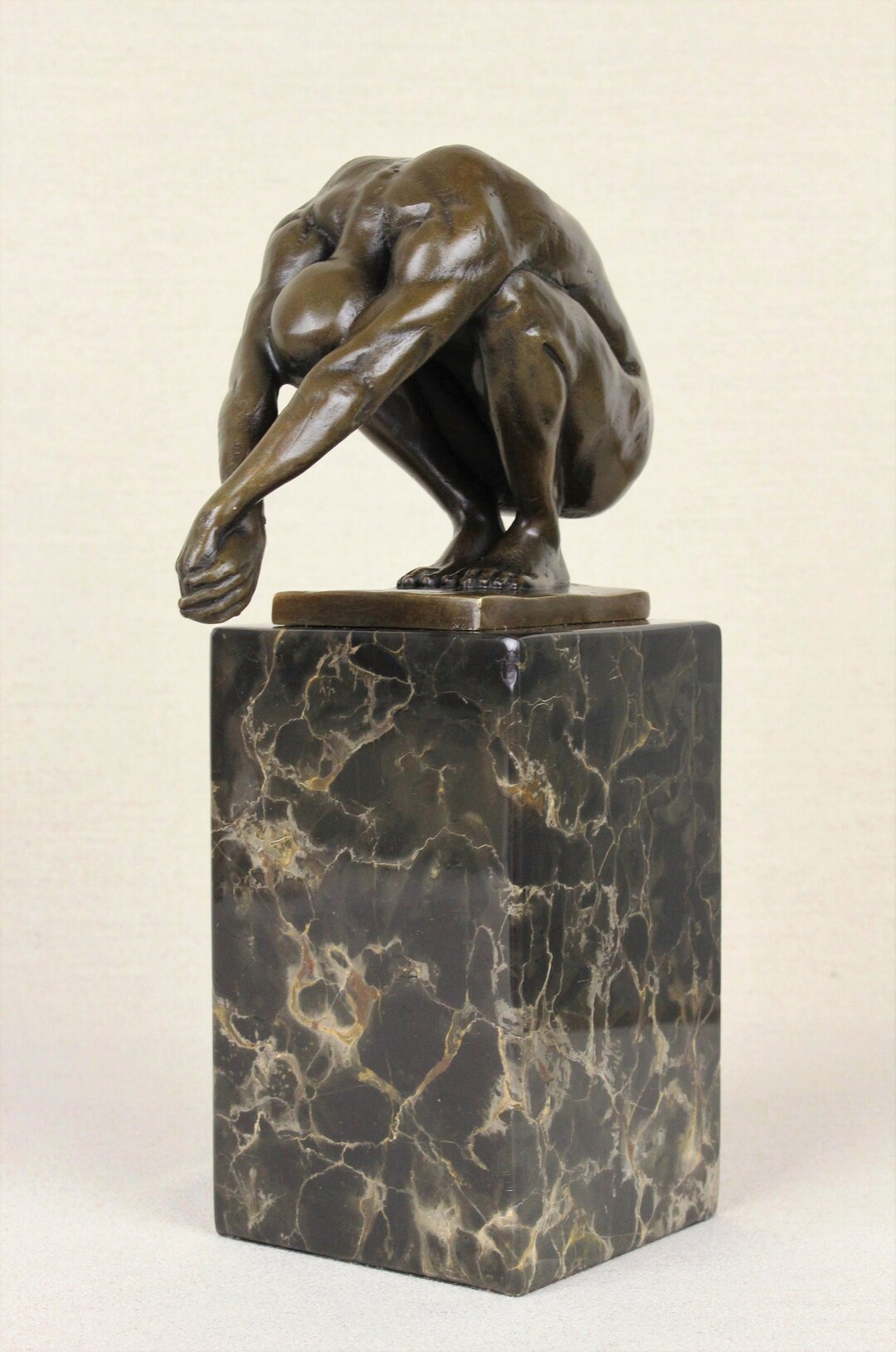 Bronze Sculpture Man Swimmer Statue Diver Modern Art Male Body Figure ...