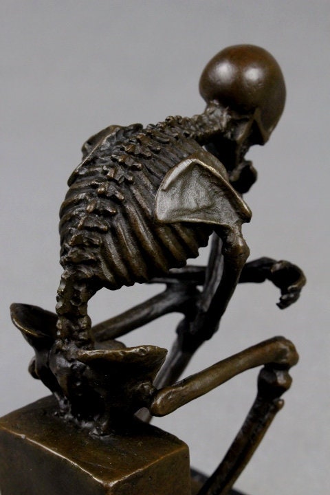 Bronze Sculpture Skeleton Thinker Figure Rodin Statue Figurine | Etsy