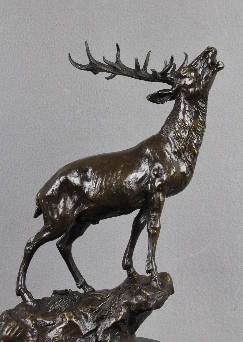 Bronze Sculpture Large Stag on Marble Base Figure Figurine | Etsy
