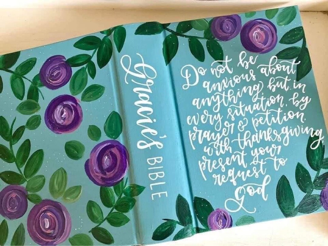 Hand Painted Customized Bible Bright Florals - Etsy