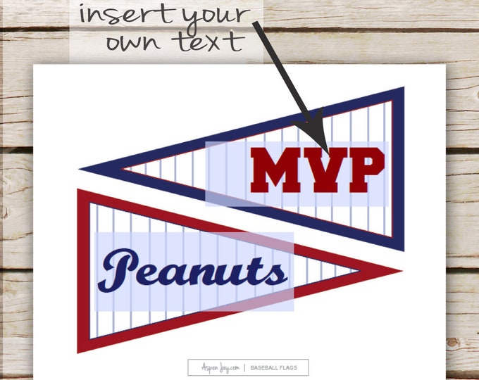 Baseball Pennant Flags DIY Editable Text Printable Download Baseball ...