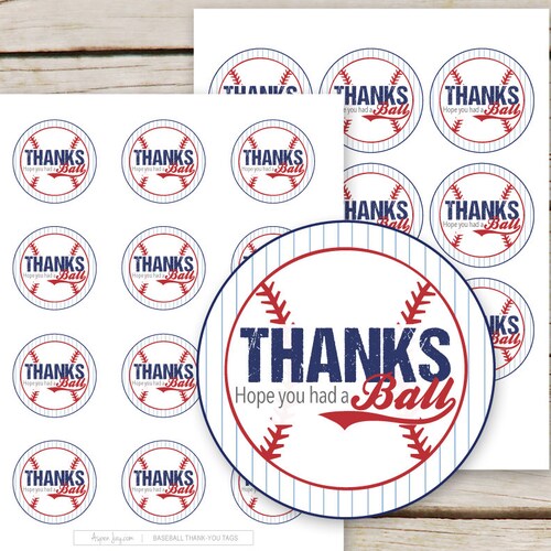 Baseball Thank You Tags Printable Download Baseball Party - Etsy