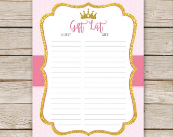 Baby Shower Gift Record Printable PDF