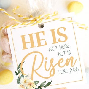 He is Risen Tags Printable, INSTANT DOWNLOAD, Easter Gift Tag, Sunday ...