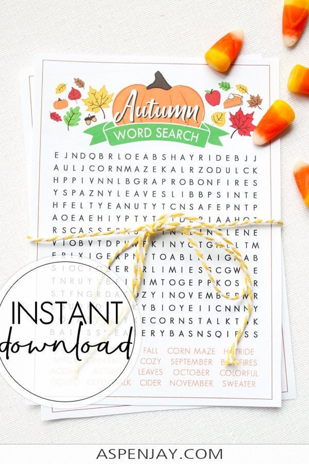 Fall Word Search - Instant Download - Autumn Word Search - Fall Party ...