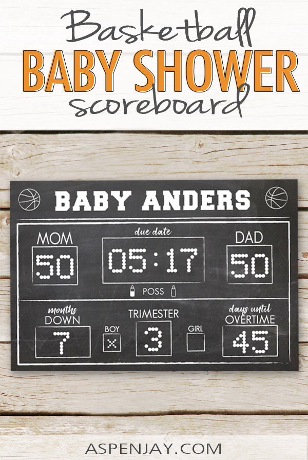 Basketball Baby Shower Scoreboard DIGITAL PRINTABLE - Baby Due Date ...
