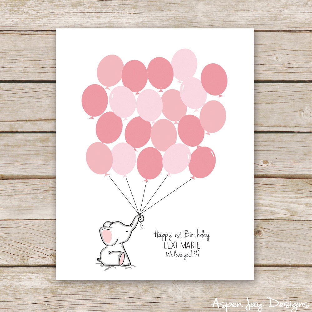 Pink Elephant Guest Book PRINTABLE for Baby Shower Birthday - Etsy UK
