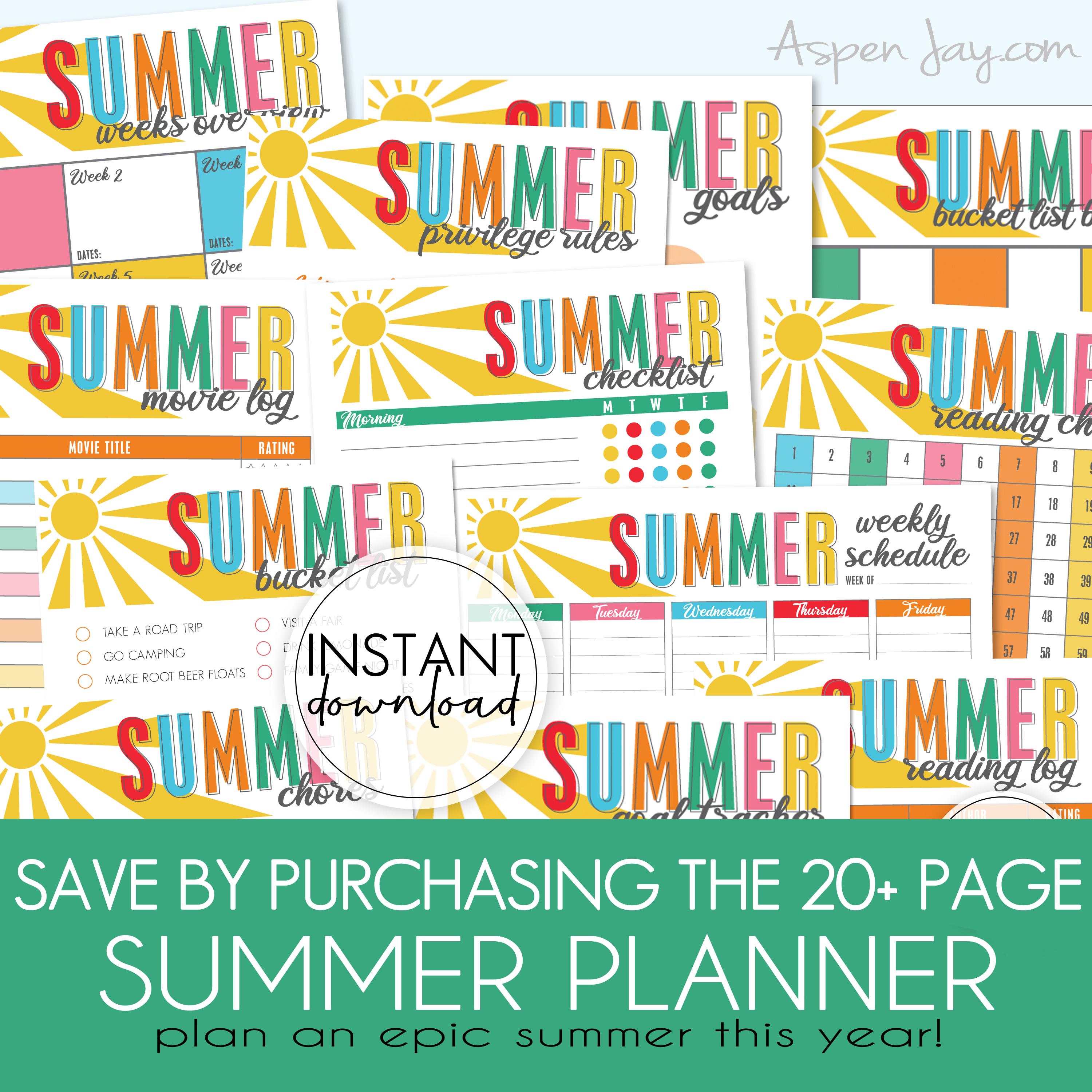 EDITABLE Summer Daily Checklist for Kids - INSTANT DOWNLOAD - Printable ...