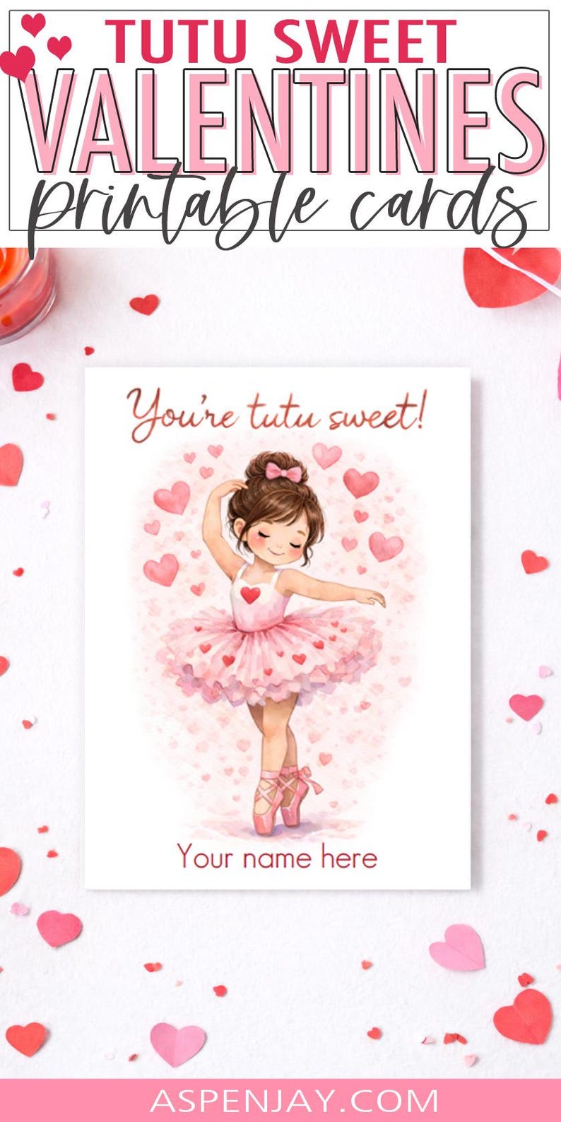 Editable Ballerina Valentine Cards | Type Name Printable | 6 Ballet ...